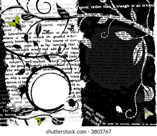 Black White Background Text Fragments Vines Stock Vector (Royalty Free ...