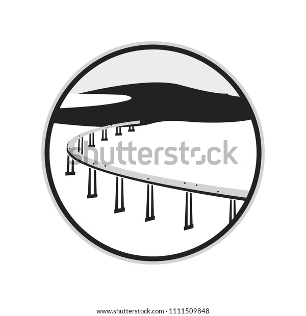 Black White Bridge Circle Logo Badge Stock Vector (Royalty Free) 1111509848