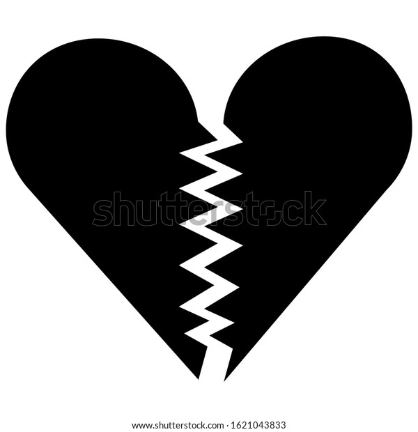 Black White Broken Heart Icon Stock Vector (Royalty Free) 1621043833 ...
