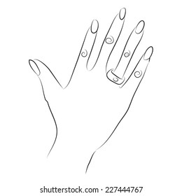 Black White Cartoon Hand Ring Vector Stock Vector (Royalty Free) 227444767