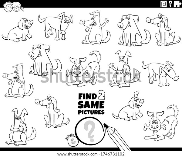Black White Cartoon Illustration Finding Two Stock Vector (Royalty Free ...