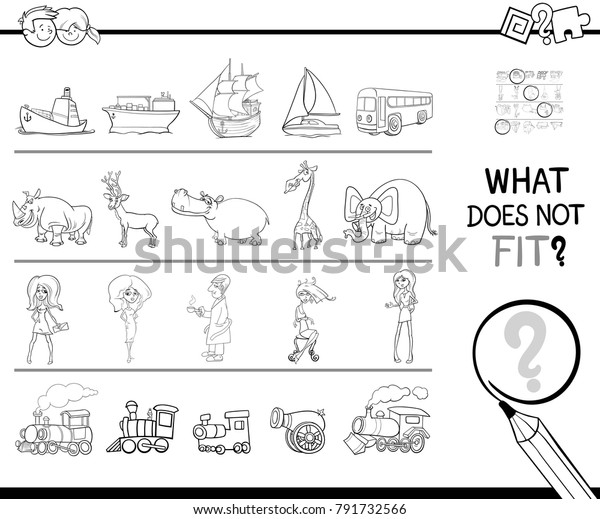 Black White Cartoon Illustration Finding Picture Stock Vector (Royalty ...