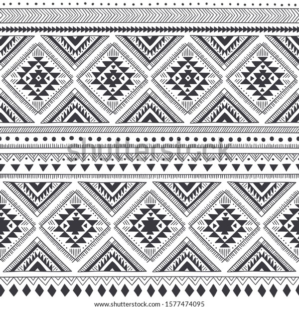 Black White Color Tribal Vector Seamless Stock Vector (Royalty Free ...