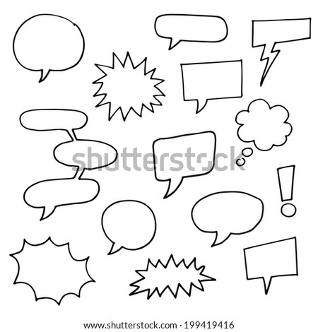 Black White Comic Book Speech Bubbles Stock Vector (Royalty Free ...