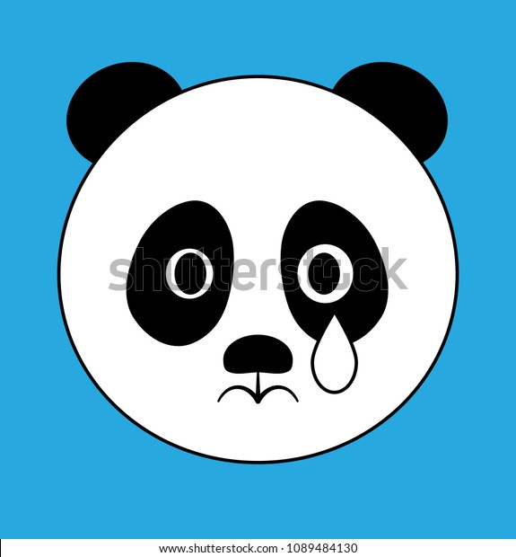 Black White Crying Panda Bear Emoticon 스톡 벡터(로열티 프리) 1089484130