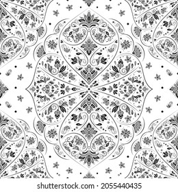 Black White Damask Vector Seamless Pattern Stock Vector (Royalty Free ...