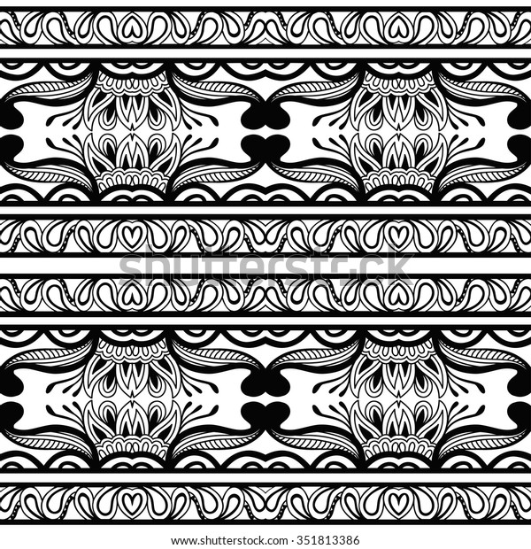 Black White Decorative Graphic Background Seamless Stock Vector ...