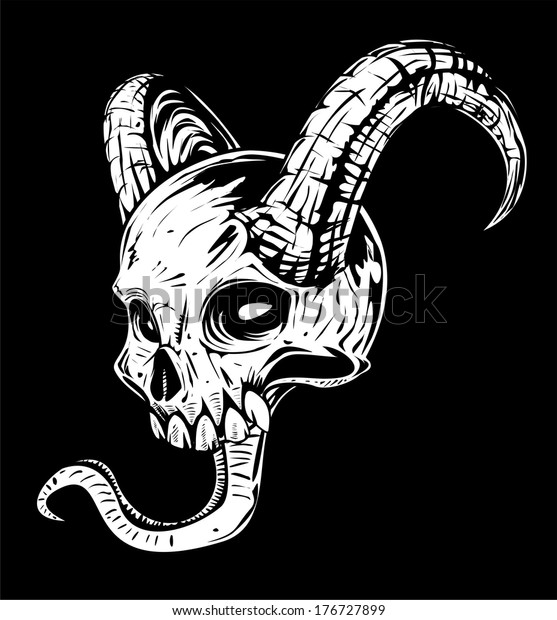 Black White Devil Skull Stock Vector (Royalty Free) 176727899 ...