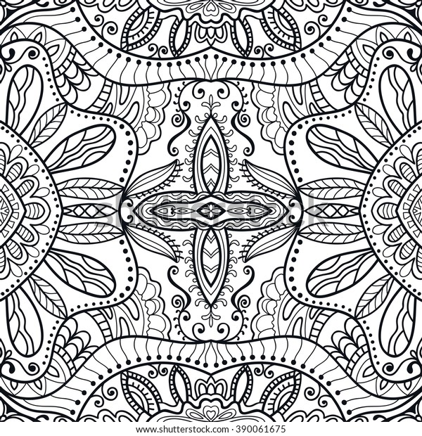 Black White Doodle Sketch Seamless Pattern Stock Vector (Royalty Free ...