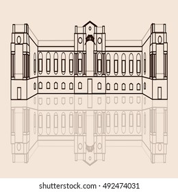 Black White Drawing Building Architecturevector Illustration Stock ...