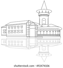 Black White Drawing Building Architecturevector Illustration Stock ...