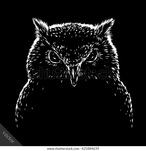 Black White Engrave Evil Vector Owl Stock Vector (Royalty Free) 425884639