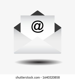 Black White Envelope Email Icon Flat Stock Vector (Royalty Free ...
