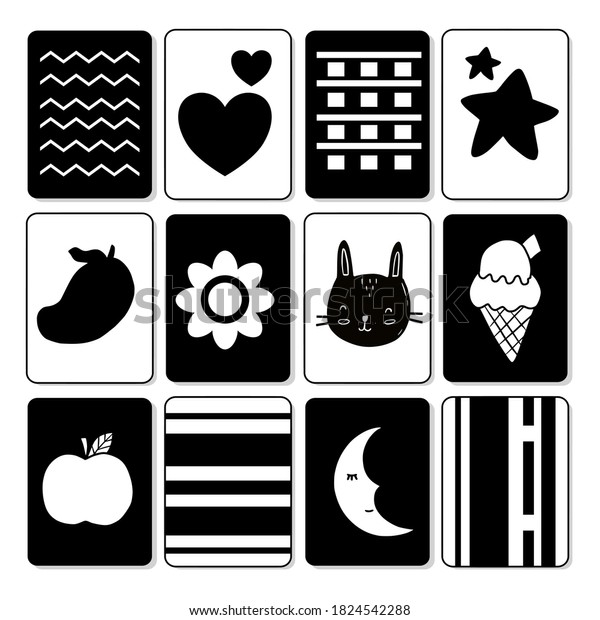 Black White Flash Card High Contrast Stock Vector (Royalty Free ...