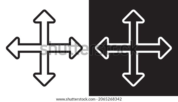 Black White Four Sided Arrow Icon Stock Vector (Royalty Free ...