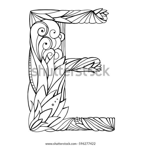 Black White Freehand Drawing Capital Letter Stock Vector (Royalty Free ...