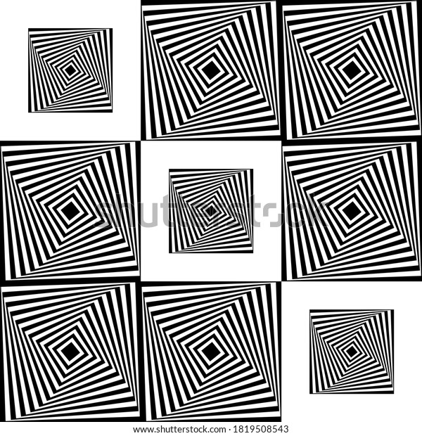 Black White Geometric Illusory Seamless Pattern Stock Vector (Royalty ...