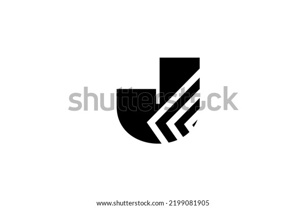 Black White Geometric J Alphabet Letter Stock Vector (Royalty Free ...