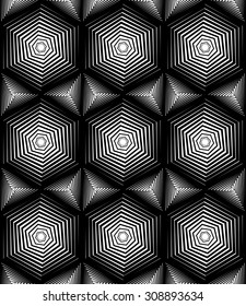 Black White Geometric Seamless Pattern Hexagon Stock Vector (Royalty ...