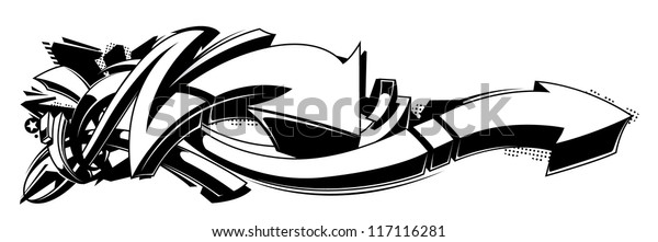 Black White Graffiti Background Horizontal Graffiti Stock Vector ...