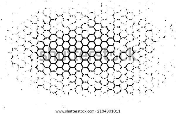 Black White Grunge Hexagon Pattern Distortion Stock Vector (Royalty ...