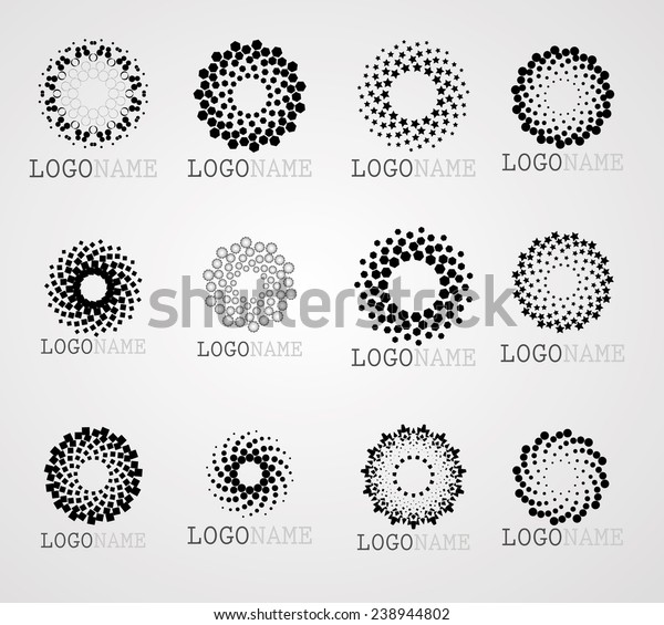 Black White Halftone Dots Logo Designs Stock Vector (Royalty Free ...