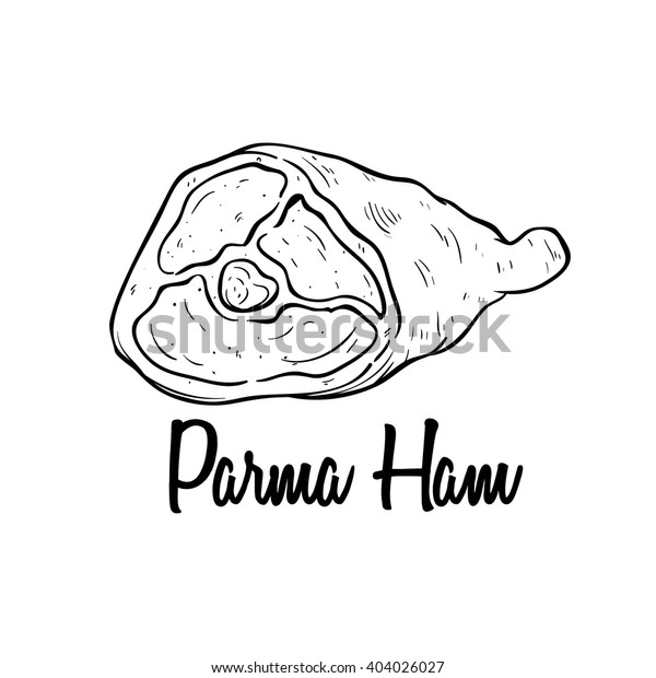 Black White Ham Meat Hand Drawn Stock Vector (Royalty Free) 404026027