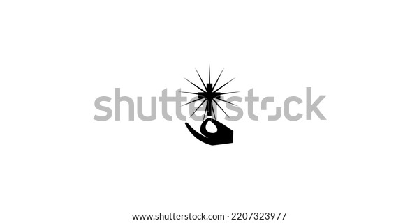 Black White Hand Cross Vector Logo Stock Vector (Royalty Free ...