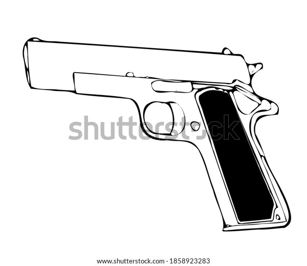 Black White Hand Gun Vector Illustration Stock Vector (Royalty Free ...