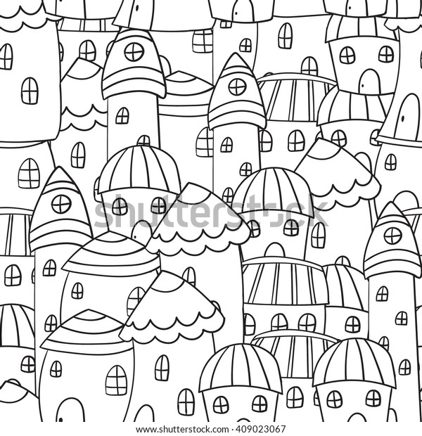 Black White Houses Seamless Pattern Vector Stock Vector (Royalty Free ...