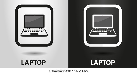 Black White Icon Laptop Computer Stock Vector (Royalty Free) 457241590 ...