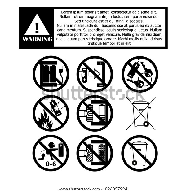 Black White Icons Prohibiting Improper Handling Stock Vector (Royalty ...