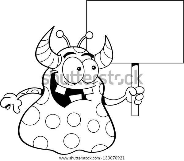 Black White Illustration Alien Holding Sign Stock Vector (Royalty Free ...