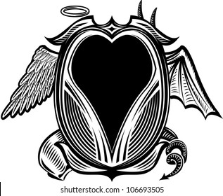 Vektor Stok Vector Illustration Black White Heraldry Crest (Tanpa ...