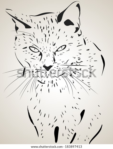 Black White Illustration Cat Isolated On Stock Vector (Royalty Free ...