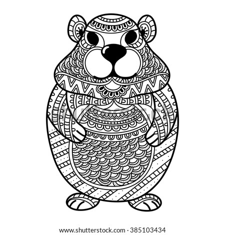 Black White Illustration Groundhog Made By Stock Vector (Royalty Free ...