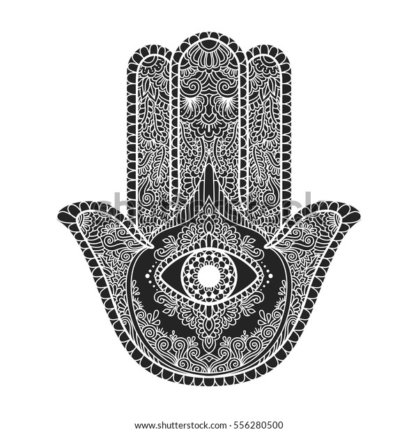 Black White Illustration Hamsa Hand Symbol Stock Vector (Royalty Free ...