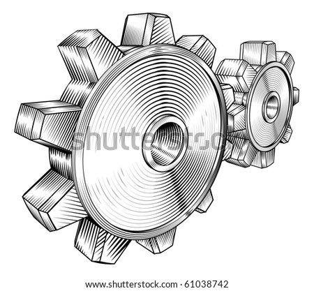 Black White Illustration Interlocking Cogs Stock Vector (Royalty Free ...