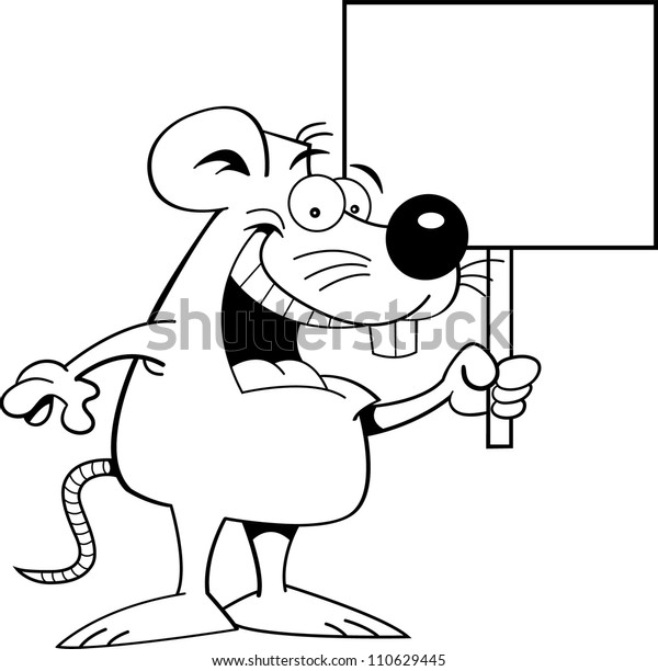 Black White Illustration Mouse Holding Sign Stock Vector (Royalty Free ...