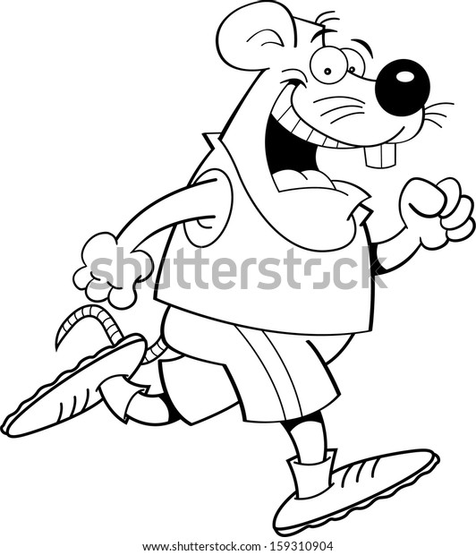 Black White Illustration Mouse Running Stock Vector (Royalty Free ...