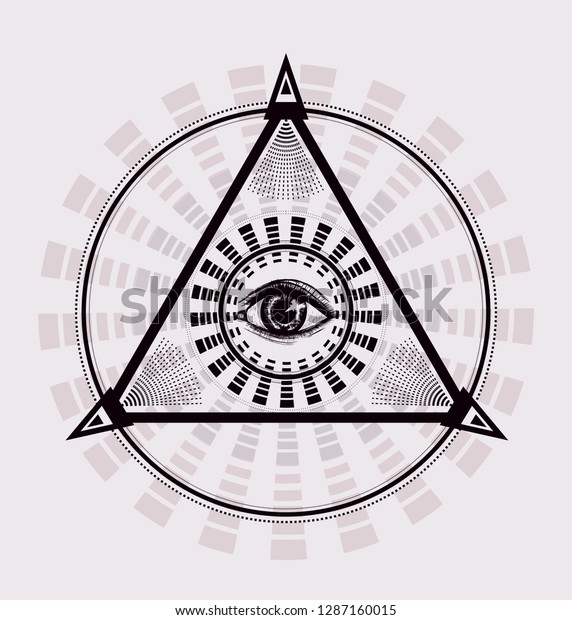Black White Illustration Triangle Eye Providence Stock Vector (Royalty ...