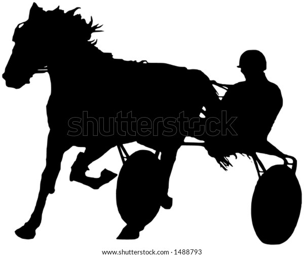 Black White Illustration Trotter During Race Stock Vector (Royalty Free ...