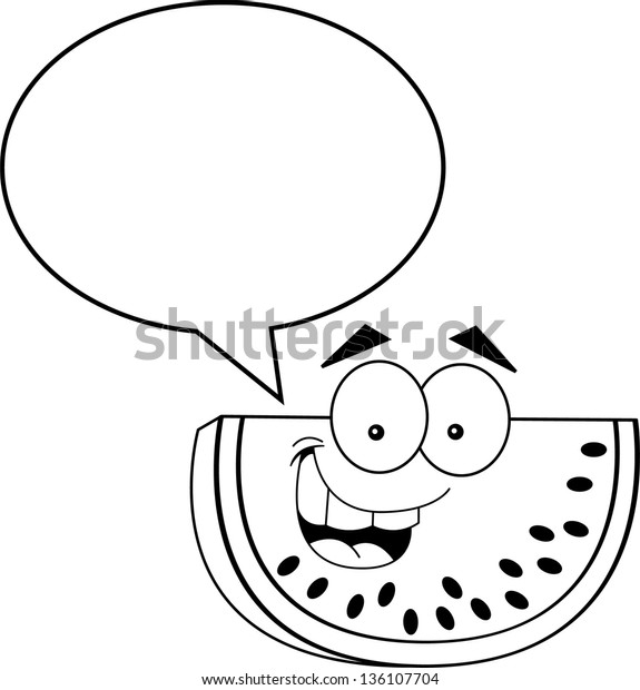 Black White Illustration Watermelon Caption Balloon Stock Vector ...