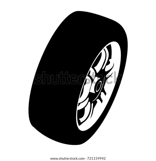 Black White Illustration Wheel Stock Vector (Royalty Free) 721159942
