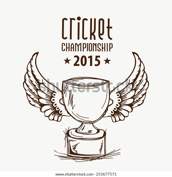 Black White Illustration Winning Trophy Wings Stock Vector (Royalty ...