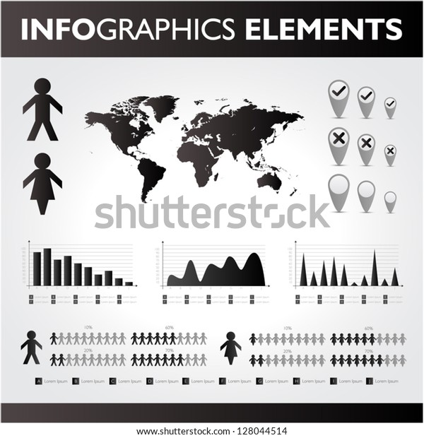 Black White Infographic Set Stock Vector (Royalty Free) 128044514
