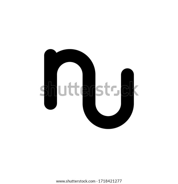 Black White Letter Nu Initial Logo Stock Vector (Royalty Free ...