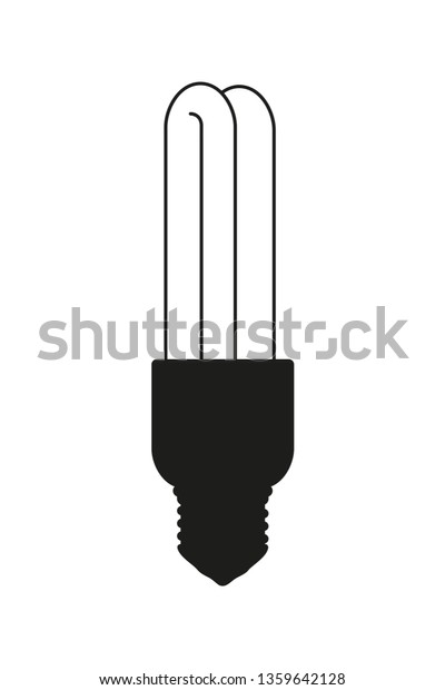 Black White Light Bulb Fluorescent Lamp: vector de stock (libre de ...