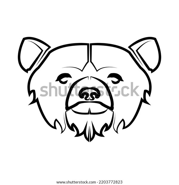 Black White Line Art Bear Head Stock Vector (Royalty Free) 2203772823 ...