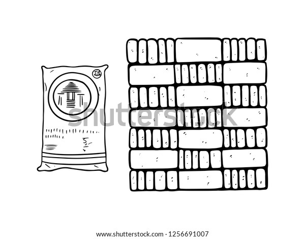 Black White Line Art Cement Sketches Stock Vector (Royalty Free ...